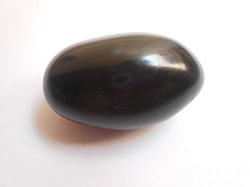 SoilMade Black Marble Shaligram, Oval Shape, Stone Made, Size Aprox 3cm and 60g, Pack of 1 Black Marble Shaligram in Box