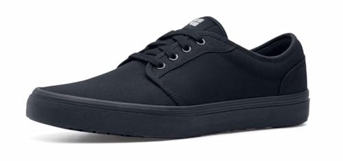 Shoes for Crews Merlin, Men's, Women's, Unisex Slip Resistant Canvas Work Shoes, Water Resistant, Black, Men's 6 / Women's 7.5