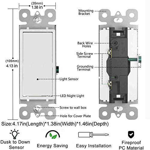 4Pack SOZULAMP Illuminated Light Switch-Esay to Install,No Neutral Wire,Single-Pole Decorator Paddle Rocker Light Switch with Night Light,15Amp 120/277Volt,Glossy White