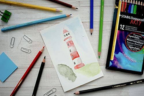 Stabilo Aquacolor ARTY Watercolour Colouring Pencils Pack of 12