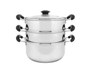 concord 10" stainless steel 3 tier steamer steaming pot cookware 24 cm (induction compatible)