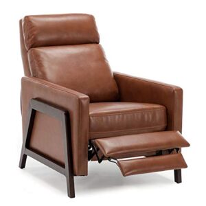 comfort pointe maxton caramel push back faux leather recliner