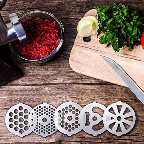 9 Pieces Meat Grinder Blades Meat Grinder Plate Discs Stainless Steel Food Grinder Accessories for Size 5 Stand Mixer and Meat Grinder