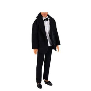 BARWA 3pc Doll Clothes Black Tuxedo Suit with Tie White Shirt, Pants and Jacket for 12 inch Boy Doll