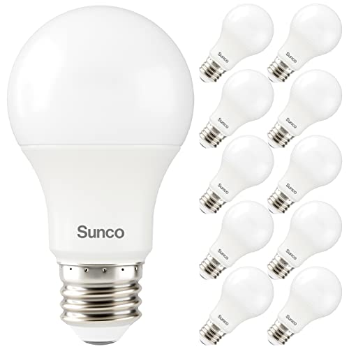 Sunco 10 Pack A19 LED Light Bulb 3W=40W Dimmable 4000K Cool White, 250 LM, E26 Medium Base, Indoor Outdoor, Super Bright, Instant On, Flicker Free, Frosted Lens, Lamp for Bedroom - UL