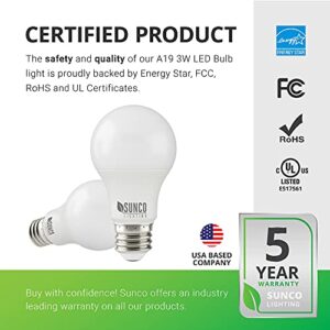 Sunco 10 Pack A19 LED Light Bulb 3W=40W Dimmable 4000K Cool White, 250 LM, E26 Medium Base, Indoor Outdoor, Super Bright, Instant On, Flicker Free, Frosted Lens, Lamp for Bedroom - UL