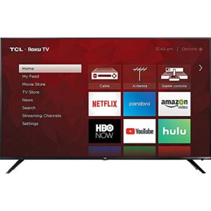 TCL 55R617 55-inch Class 6-Series 4K HDR Roku Smart TV Bundle with 37-70-inch Low Profile Wall Mount Kit, Deco Gear Wireless Keyboard and 6-Outlet Surge Adapter with Night Light