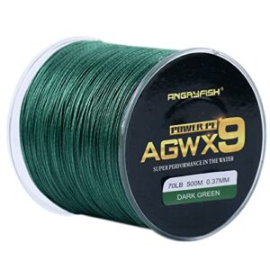 angryfish agwx9 braided fishing line,cost-effective smooth superline-multiple colors-extremely durable-wonderful tool for fishing enthusiast(green,15lb/0.10mm-100m)