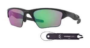 oakley half jacket 2.0 xl oo9154 915449 62m polished black/prizm golf sunglasses for men+bundle accessory leash kit + bundle with designer iwear care kit