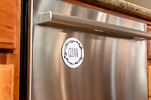 Dishwasher Magnet Clean Dirty Sign, Farmhouse Rustic Clean Dirty Magnet for Dishwasher, Dirty Clean Dishwasher Magnets, Dishwasher Clean Dirty Sign, Double-Sided Strong/Non Scratch