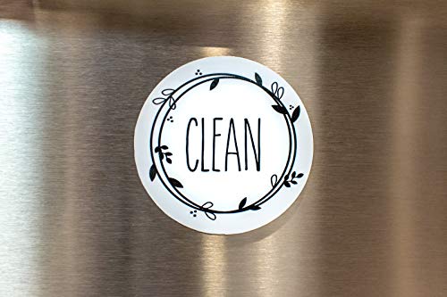 Dishwasher Magnet Clean Dirty Sign, Farmhouse Rustic Clean Dirty Magnet for Dishwasher, Dirty Clean Dishwasher Magnets, Dishwasher Clean Dirty Sign, Double-Sided Strong/Non Scratch