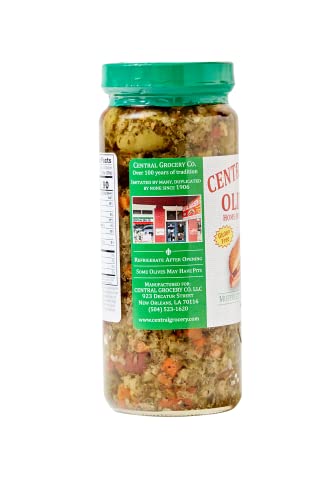 Central Grocery Olive Salad - 16oz (Pack of 2) Perfect for Muffulettas, Sandwiches, Pizza Toppings, Pastas, Hot Dog Topper and More