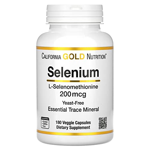 Selenium, L-Selenomethionine, Essential Mineral Antioxidant Support, Yeast-Free, 200 mcg, 180 Veggie Capsules