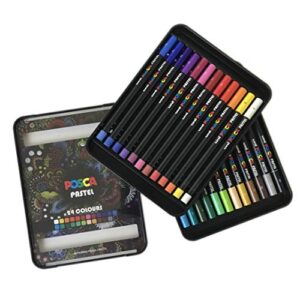 Posca Crayons Art Set of 24 Pastels, Art Supplies | Crayons for Adults and Kids Ages 2-4 and Up, Toddler Crayons and Adult Crayons, Crayons Bulk Coloring Set, Crayon Box |Try Posca Washable Markers