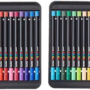 Posca Crayons Art Set of 24 Pastels, Art Supplies | Crayons for Adults and Kids Ages 2-4 and Up, Toddler Crayons and Adult Crayons, Crayons Bulk Coloring Set, Crayon Box |Try Posca Washable Markers