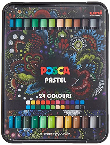 Posca Crayons Art Set of 24 Pastels, Art Supplies | Crayons for Adults and Kids Ages 2-4 and Up, Toddler Crayons and Adult Crayons, Crayons Bulk Coloring Set, Crayon Box |Try Posca Washable Markers