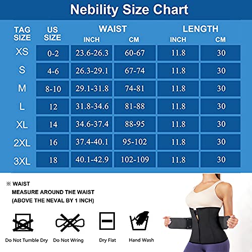 Nebility Women Waist Trainer Belt Tummy Control Waist Cincher Sport Waist Trimmer Sauna Sweat Workout Girdle Slim Belly Band(2XL,Black)