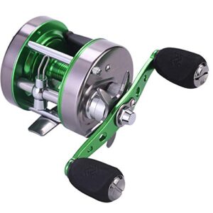 sougayilang round baitcasting reel inshore saltwater fishing, conventional reel-reinforced metal body for catfish,salmon/steelhead, striper bass fishing reel