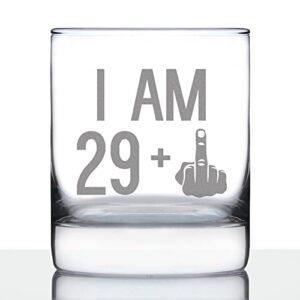 29 + 1 middle finger - funny 30th birthday whiskey rocks glass gifts for men & women turning 30 - fun whisky drinking tumbler