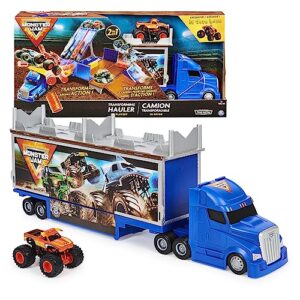 monster jam, transforming hauler playset and storage with exclusive el toro loco monster truck, 1:64 scale, kids toys for boys and girls ages 4-6+