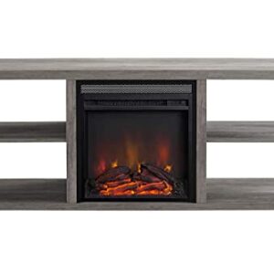 Walker Edison Faye Modern Farmhouse Metal X Fireplace TV Stand for TVs up to 65 Inches, 60 Inch, Grey