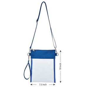 USPECLARE Clear Crossbody Purse Bag Stadium Approved Clear Tote Bag with Adjustable Shoulder Strap (Clear blue)