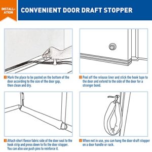 MAGZO Door Draft Stopper 48 Inches, Under Door Weighted Stopper Draft Insulation Seal Snake Door Draft Blocker, Gray