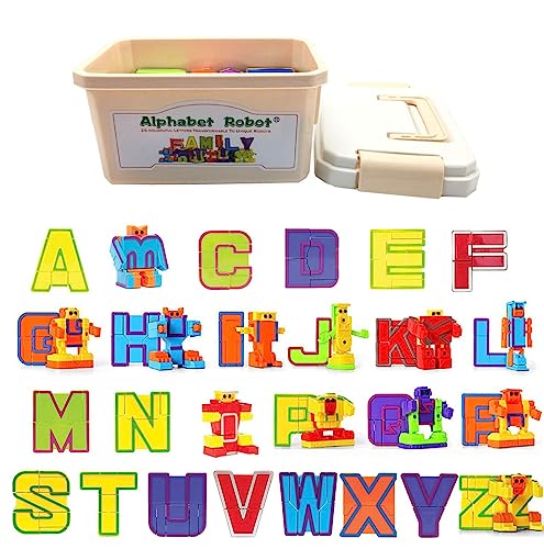 Siiziitoo 26 Pieces Alphabet Robots Toys for Kids, Alphabots, Letters, ABC Learning Toys for Toddlers Education Toy, Carnival Prizes Classroom Rewards, Christmas Toys Gift