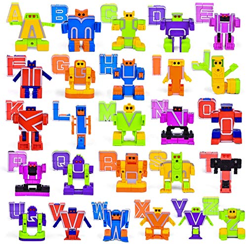 Siiziitoo 26 Pieces Alphabet Robots Toys for Kids, Alphabots, Letters, ABC Learning Toys for Toddlers Education Toy, Carnival Prizes Classroom Rewards, Christmas Toys Gift