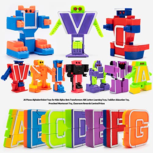 Siiziitoo 26 Pieces Alphabet Robots Toys for Kids, Alphabots, Letters, ABC Learning Toys for Toddlers Education Toy, Carnival Prizes Classroom Rewards, Christmas Toys Gift