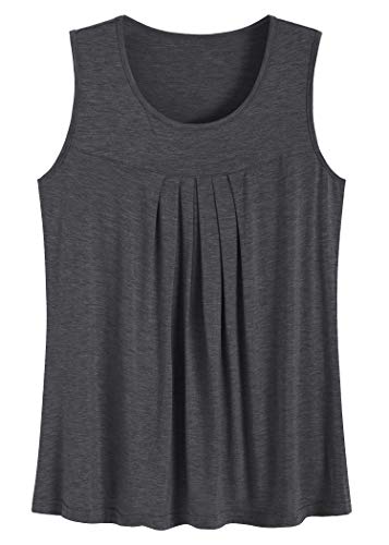 Latuza Women's Summer Pleated Tank Top Capris Pajamas Set M DarkGray