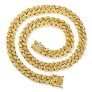 huitian women mens cuban link chain gold silver bling miami cuban necklace diamond chain for men iced-out hip hop jewelry