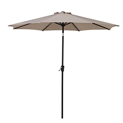 Grand patio 9 FT Enhanced Aluminum Patio Umbrella, UV Protected outdoor Umbrella with Auto Crank and Push Button Tilt, Beige