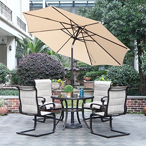 Grand patio 9 FT Enhanced Aluminum Patio Umbrella, UV Protected outdoor Umbrella with Auto Crank and Push Button Tilt, Beige