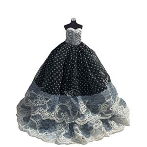 peregrine black & white dots lace embroidered ball gown wedding gown ii for 11.5 inches dolls