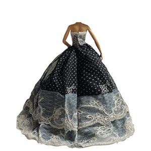 Peregrine Black & White Dots Lace Embroidered Ball Gown Wedding Gown II for 11.5 inches Dolls