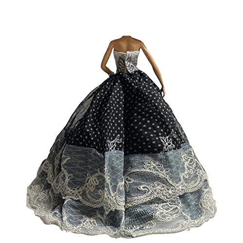 Peregrine Black & White Dots Lace Embroidered Ball Gown Wedding Gown II for 11.5 inches Dolls