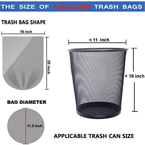 4 Gallon Small Trash Bags Bathroom Garbage Bags Clear Plastic Wastebasket Can Liners for Home and Office Bins,White degradable environmental protection bag,Thickening,100 Count