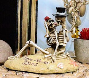 ebros love never dies shipwrecked castaway wedding skeleton hot couple making out by the beach statue 5.25" long day of the dead decorative valentine skeleton lovers kissing figurine