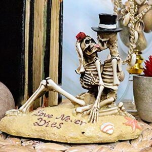 Ebros Love Never Dies Shipwrecked Castaway Wedding Skeleton Hot Couple Making Out by The Beach Statue 5.25" Long Day of The Dead Decorative Valentine Skeleton Lovers Kissing Figurine