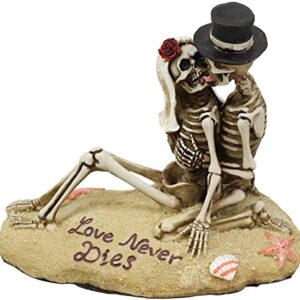 Ebros Love Never Dies Shipwrecked Castaway Wedding Skeleton Hot Couple Making Out by The Beach Statue 5.25" Long Day of The Dead Decorative Valentine Skeleton Lovers Kissing Figurine