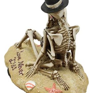 Ebros Love Never Dies Shipwrecked Castaway Wedding Skeleton Hot Couple Making Out by The Beach Statue 5.25" Long Day of The Dead Decorative Valentine Skeleton Lovers Kissing Figurine