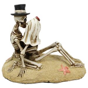 Ebros Love Never Dies Shipwrecked Castaway Wedding Skeleton Hot Couple Making Out by The Beach Statue 5.25" Long Day of The Dead Decorative Valentine Skeleton Lovers Kissing Figurine