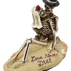 Ebros Love Never Dies Shipwrecked Castaway Wedding Skeleton Hot Couple Making Out by The Beach Statue 5.25" Long Day of The Dead Decorative Valentine Skeleton Lovers Kissing Figurine