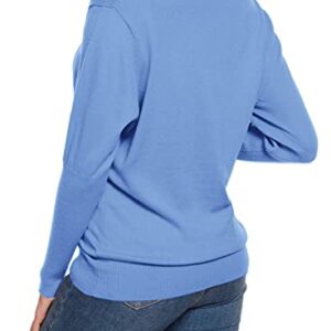 Women's Long Sleeves V Neck Cashmere Blend Sweater, Batwing Sleeves Women Tops Fall Sweaters, X01 V Neck Bat Sleeve Blue, US Large = Tag 4XL