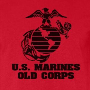 eMarinepx Old Corps Long Sleeve T-Shirt Red. Made in USA. Officially Licensed with The United States Marine Corps