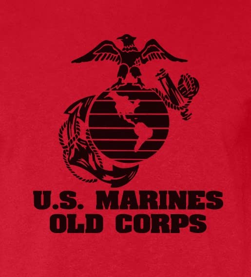 eMarinepx Old Corps Long Sleeve T-Shirt Red. Made in USA. Officially Licensed with The United States Marine Corps