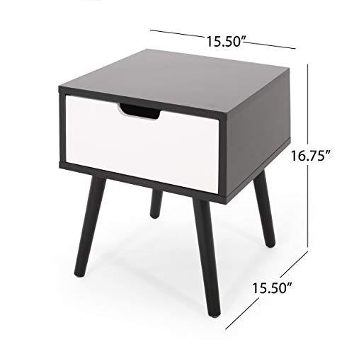 Christopher Knight Home Leila End Table, Black, White 15.5 in x 15.5 in x 16.75 in