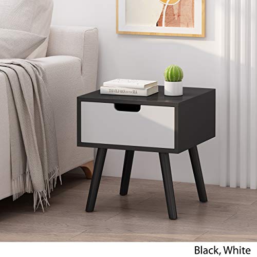 Christopher Knight Home Leila End Table, Black, White 15.5 in x 15.5 in x 16.75 in