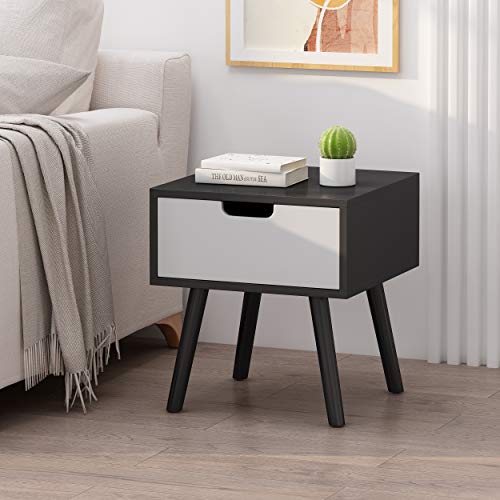 Christopher Knight Home Leila End Table, Black, White 15.5 in x 15.5 in x 16.75 in